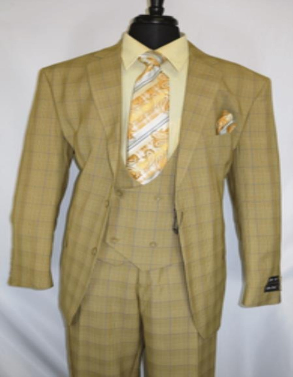 1920s Vintage Suits Patterns Checkered Suit Tan — MensUSA