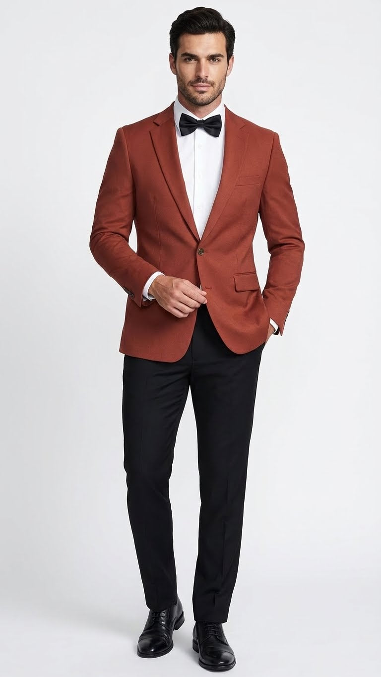 Men’s Brick Copper Rust Color Blazer – Slim Fit Formal and Party Wear ...