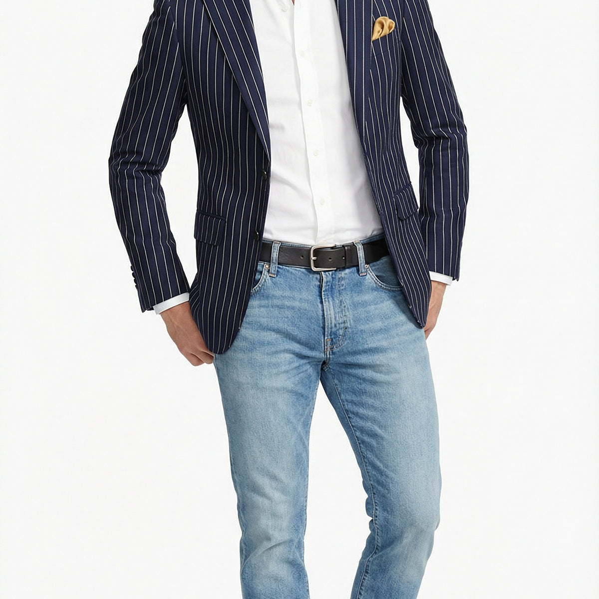 Mens Navy Blue Pinstripe Blazer – Classic Tailored Formal Jacket for B ...