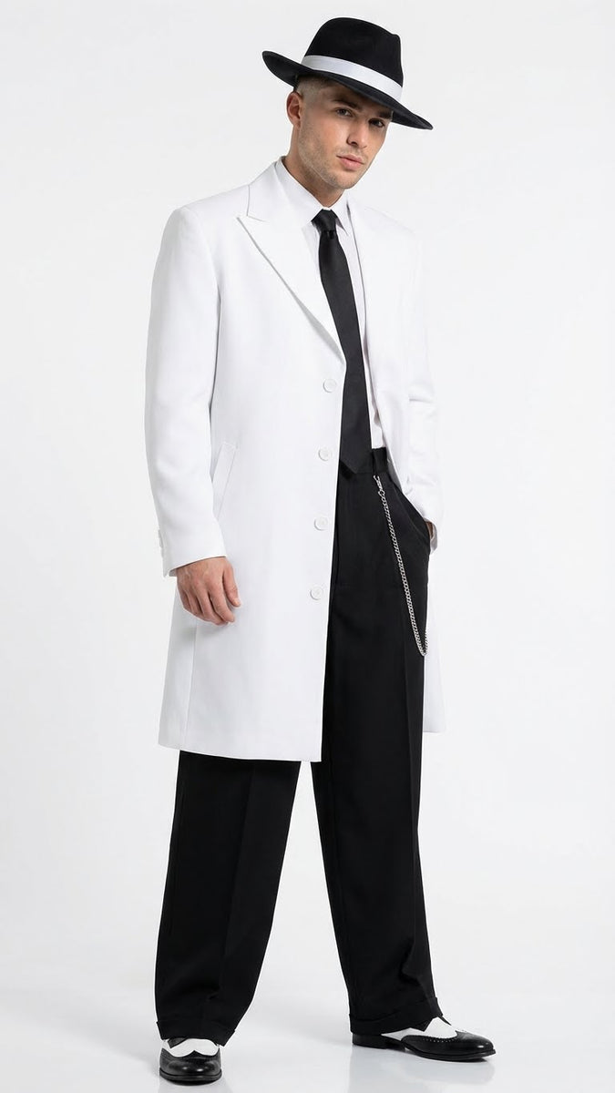 Men’s White Zoot Suit Gangster Style Outfit – White Jacket + Vest + Pa ...