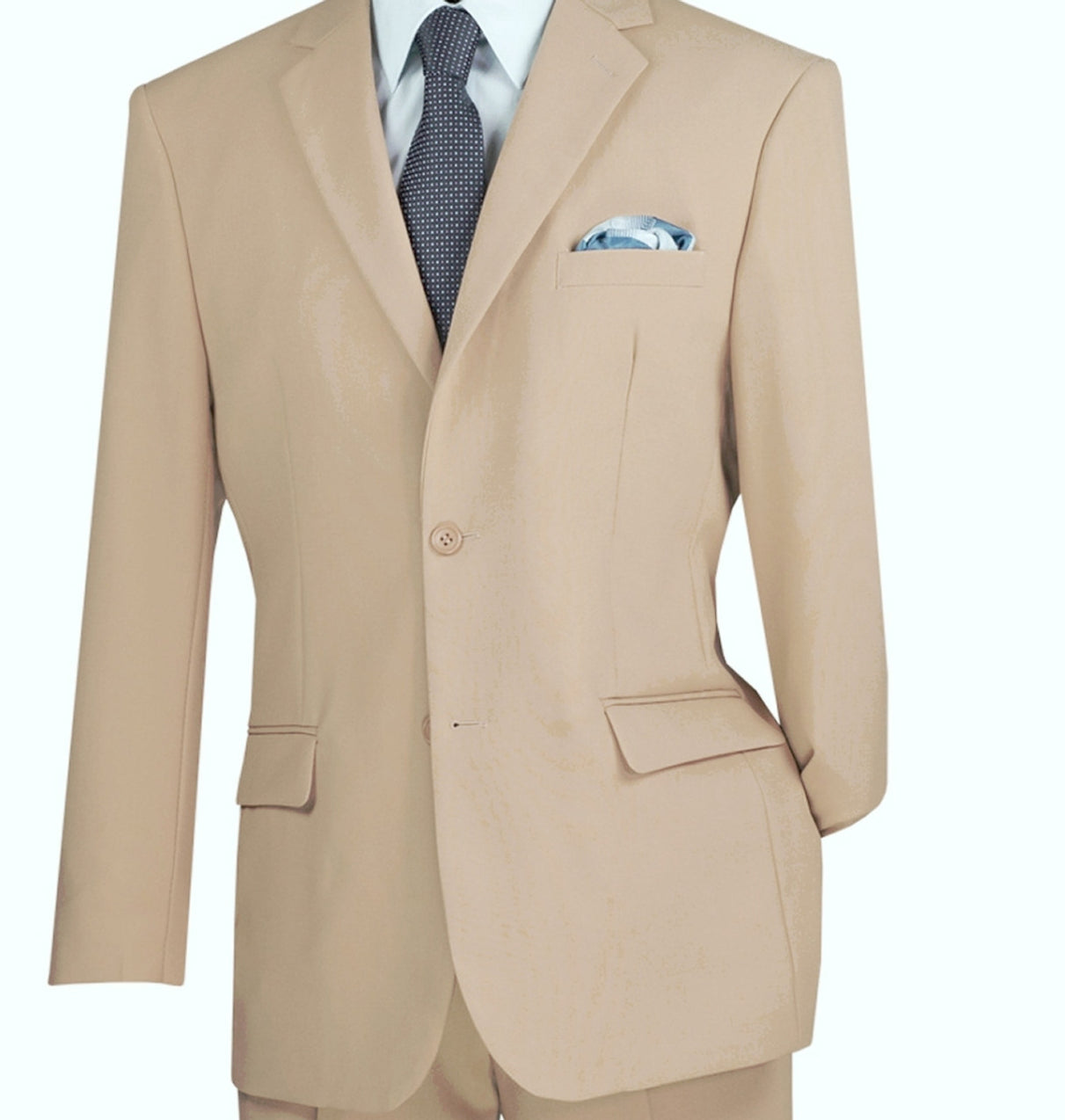 Lucci 2-Button with Flat Front Slacks Budget Suit - Beige — MensUSA