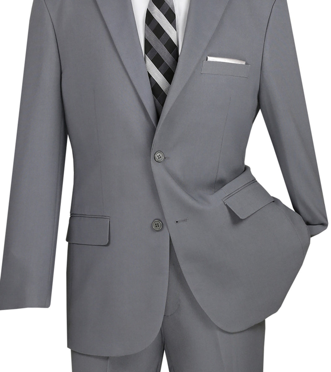 Lucci 2-Button with Flat Front Slacks Budget Suit - Medium Grey — MensUSA