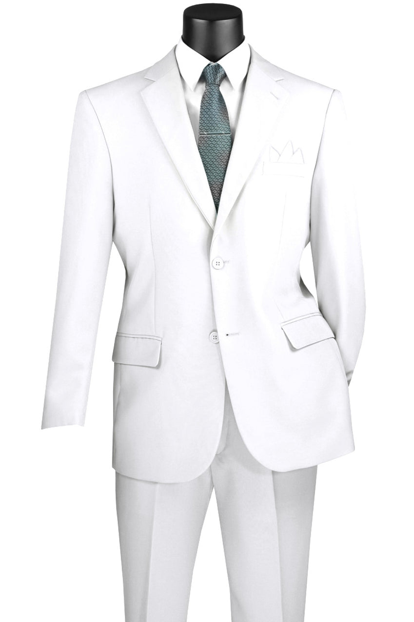 Lucci 2-Button with Flat Front Slacks Budget Suit - White — MensUSA