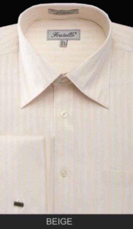 20 Inch Neck Dress Shirts in Beige — MensUSA