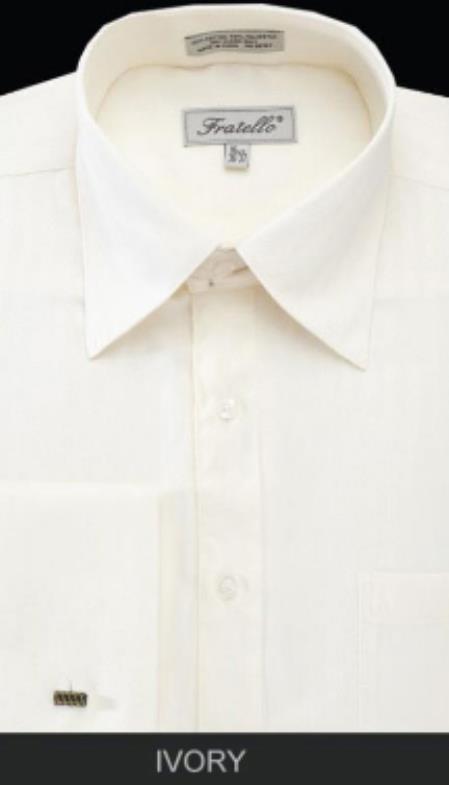 20 Inch Neck Dress Shirts in Ivory — MensUSA
