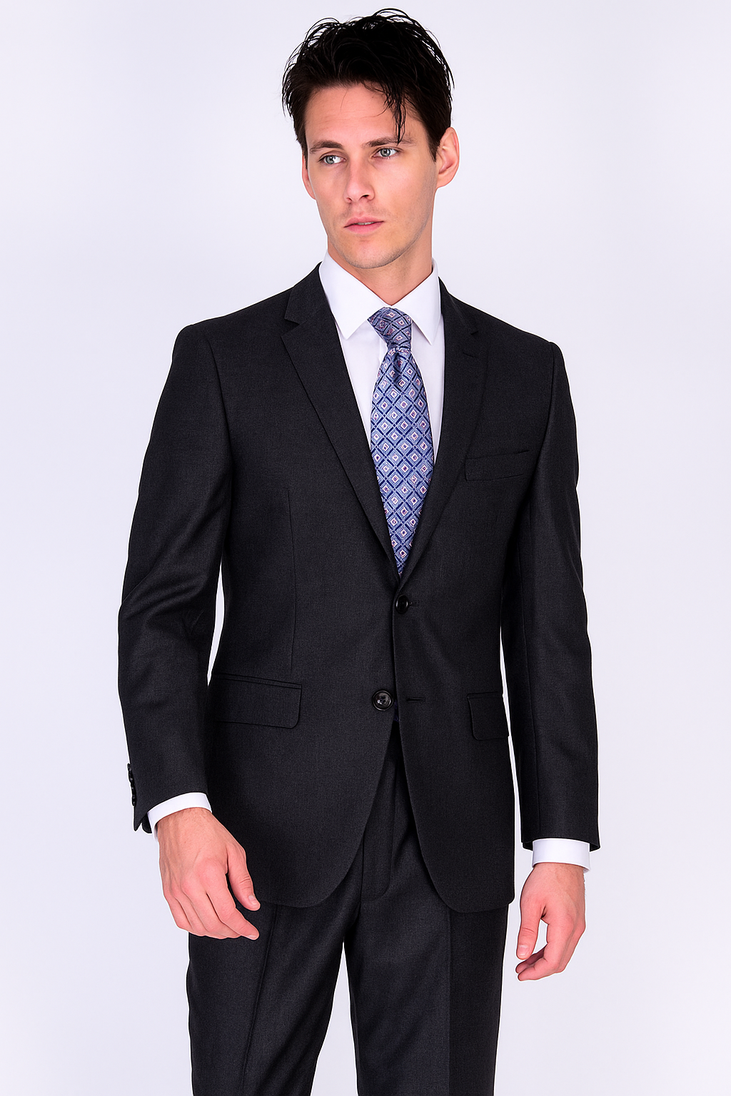 Mantoni Suit Brand Men’s Suit-Solid Gray- High End Suits - High Qualit ...