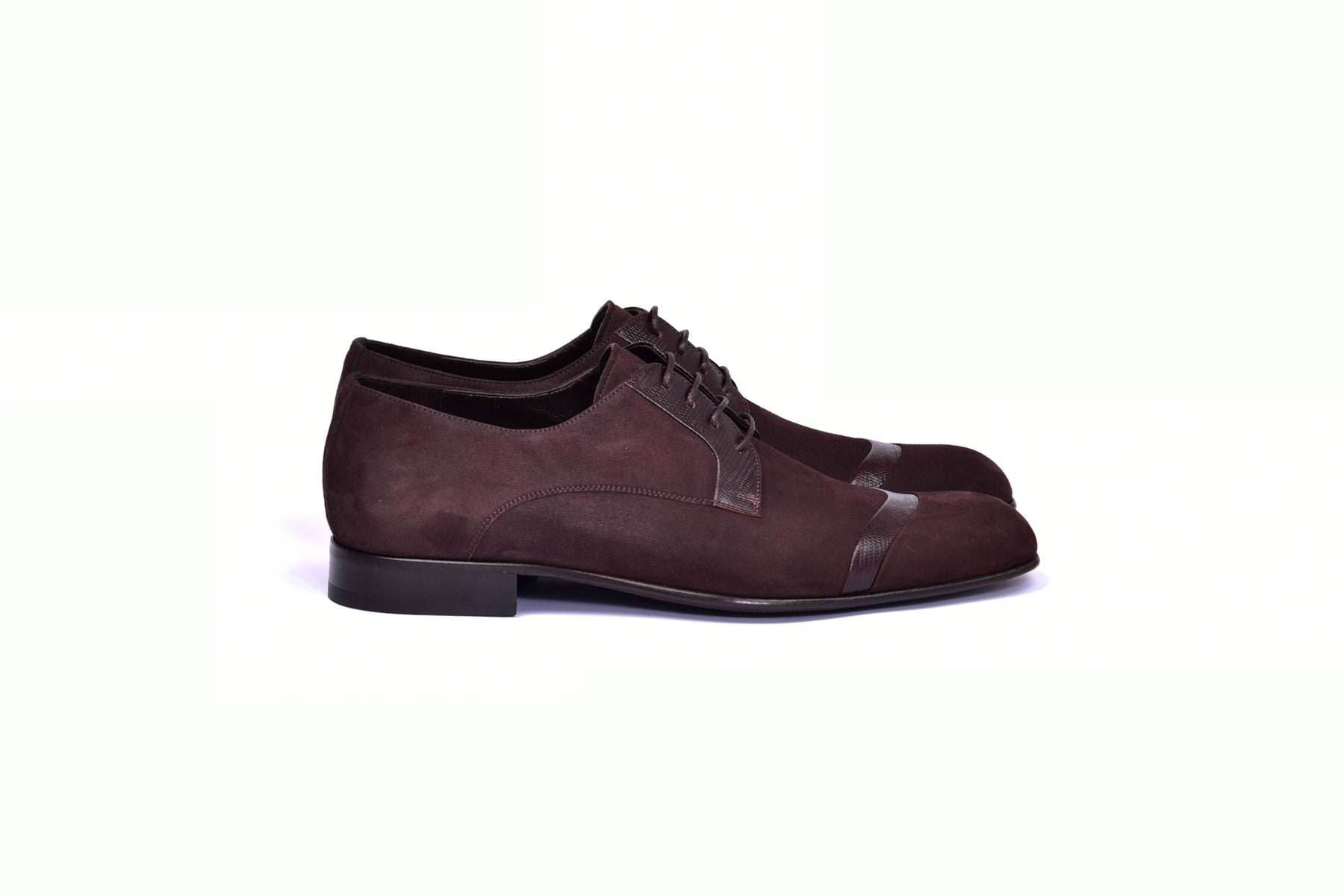 C0014032-2432 Cap toe Suede and lizard- Brown — MensUSA