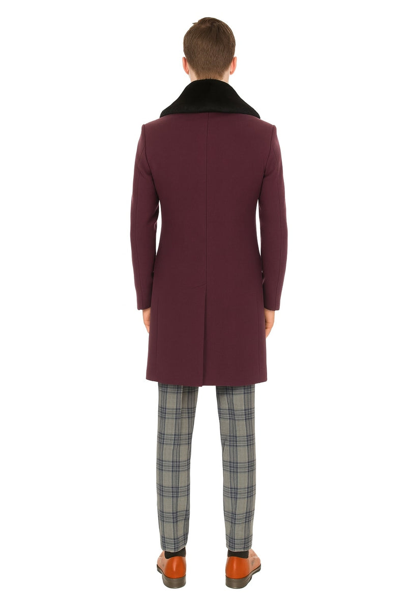 Mens Purple Pimp Coat - Overcoat with Black Faux Fur Collar – Luxury W ...
