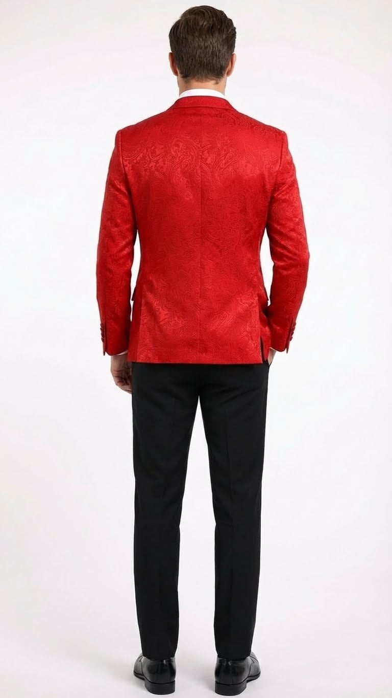 Men’s Red Paisley Velvet Blazer - Christmas new year Sport Coat Jacket ...