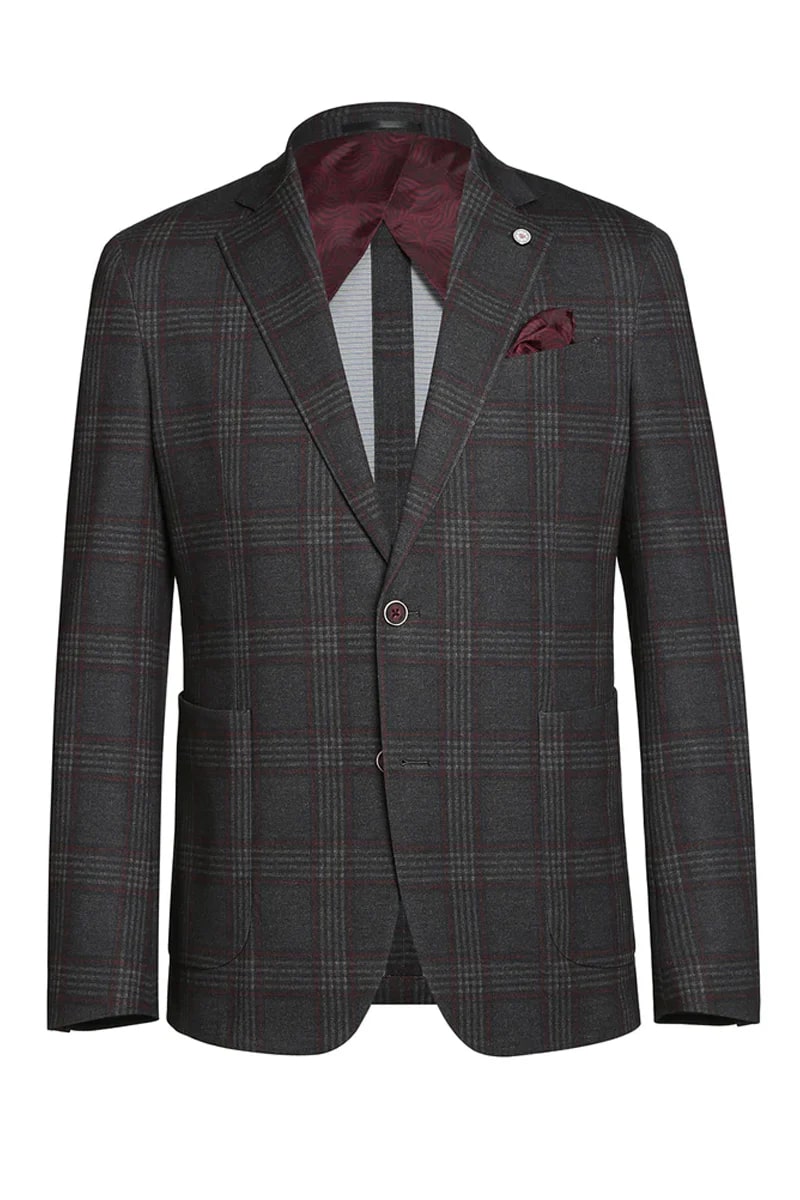 Mens Slim Fit Patch Pocket Vintage Style Sports Coat Blazers in Charco ...