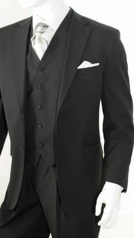 Men's 3 Piece Classic Suit Black - Three Piece Suit — MensUSA