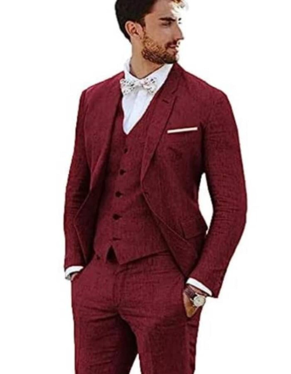 Linen Suit - Mens Summer Suits in Light Burgundy - Beach Wedding — MensUSA