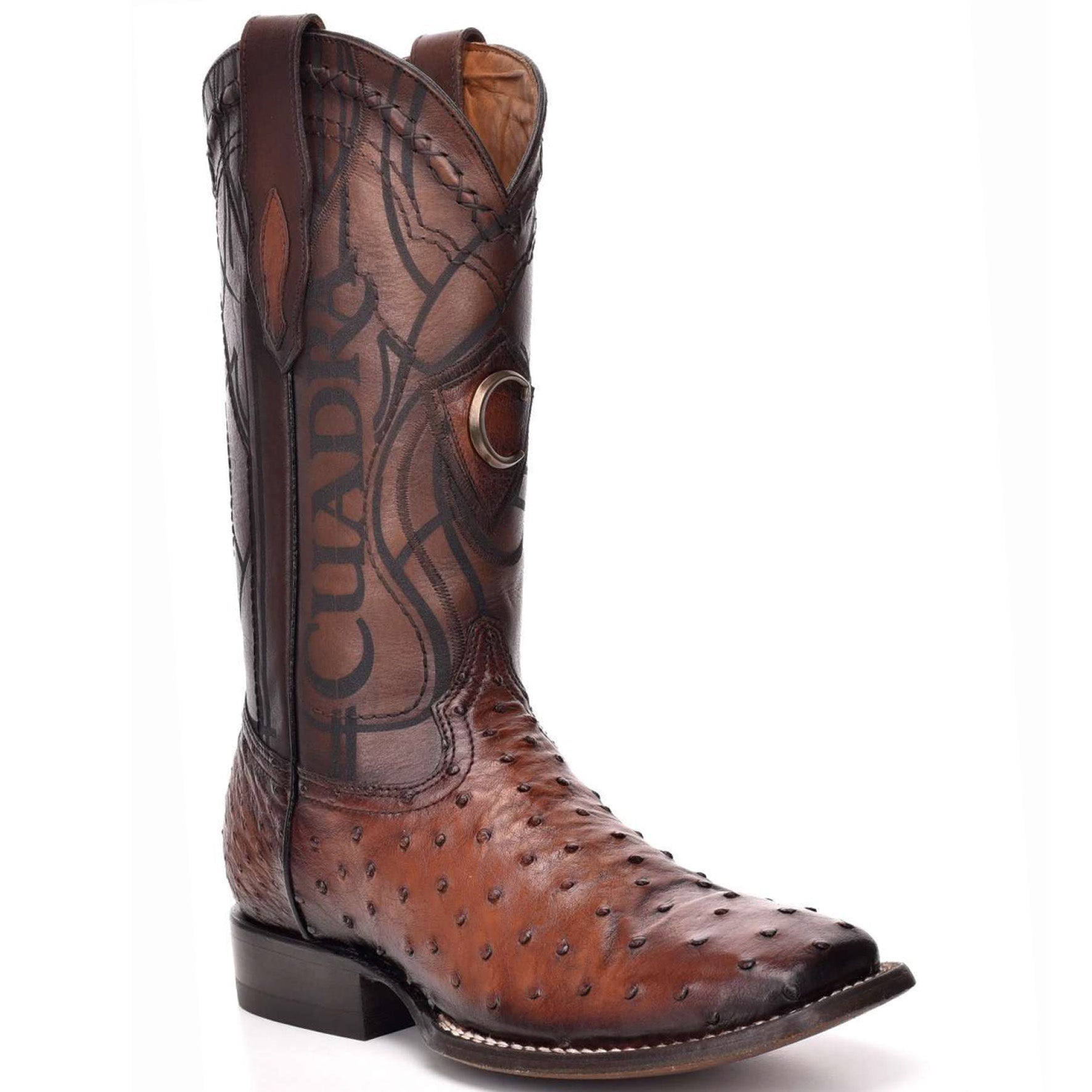 Cuadra Moroni Castaño Ostrich Boots - Square Toe Leather Western Boots ...
