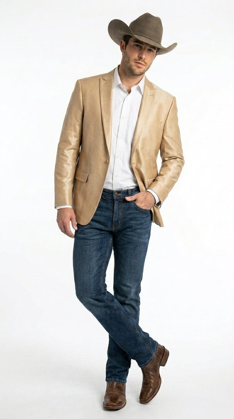 Men’s Champagne Gold Western Blazer, Formal Cowboy Wedding Ranch Sport ...