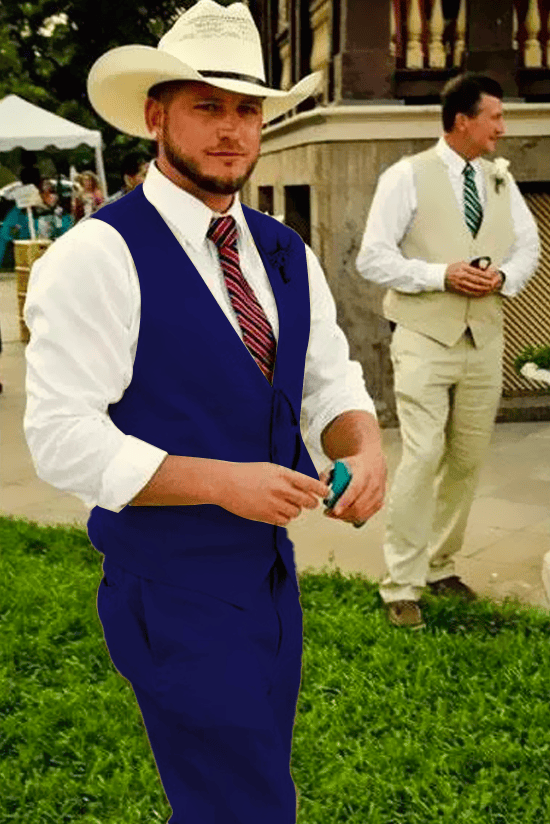 Men's Royal-Blue Cowboy Trim Wedding Suit – 2-Button Western Style ...