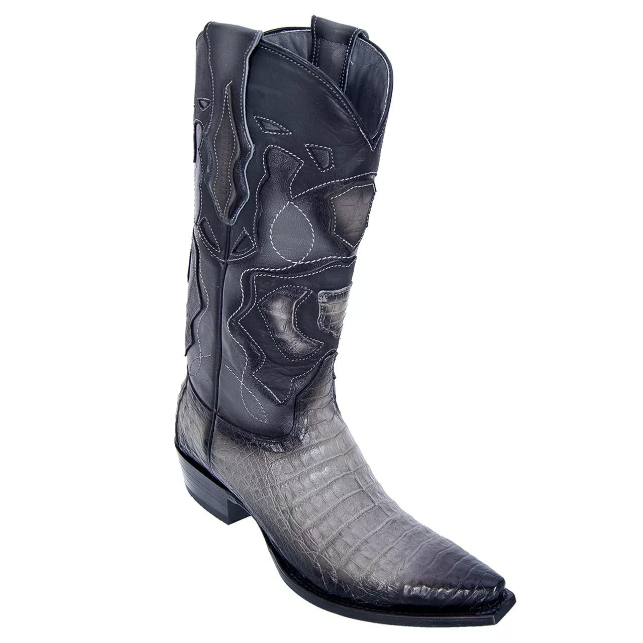 Los Altos Gray Genuine Caiman Snip Toe Boots – MensUSA