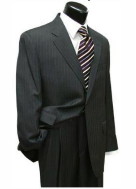 48 Short Suit - Mens Black Stripe Suits 48s — MensUSA