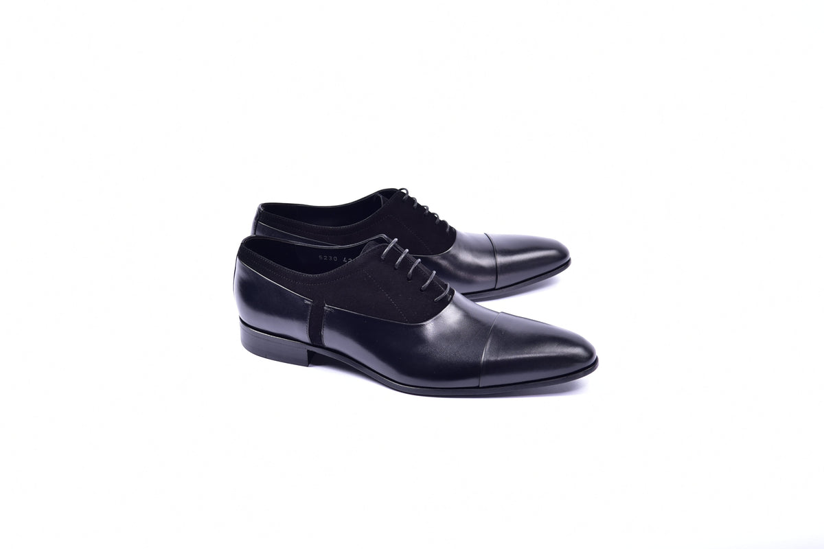 C0014041-5230 Plain toe lace up with suede vamp-Black — MensUSA