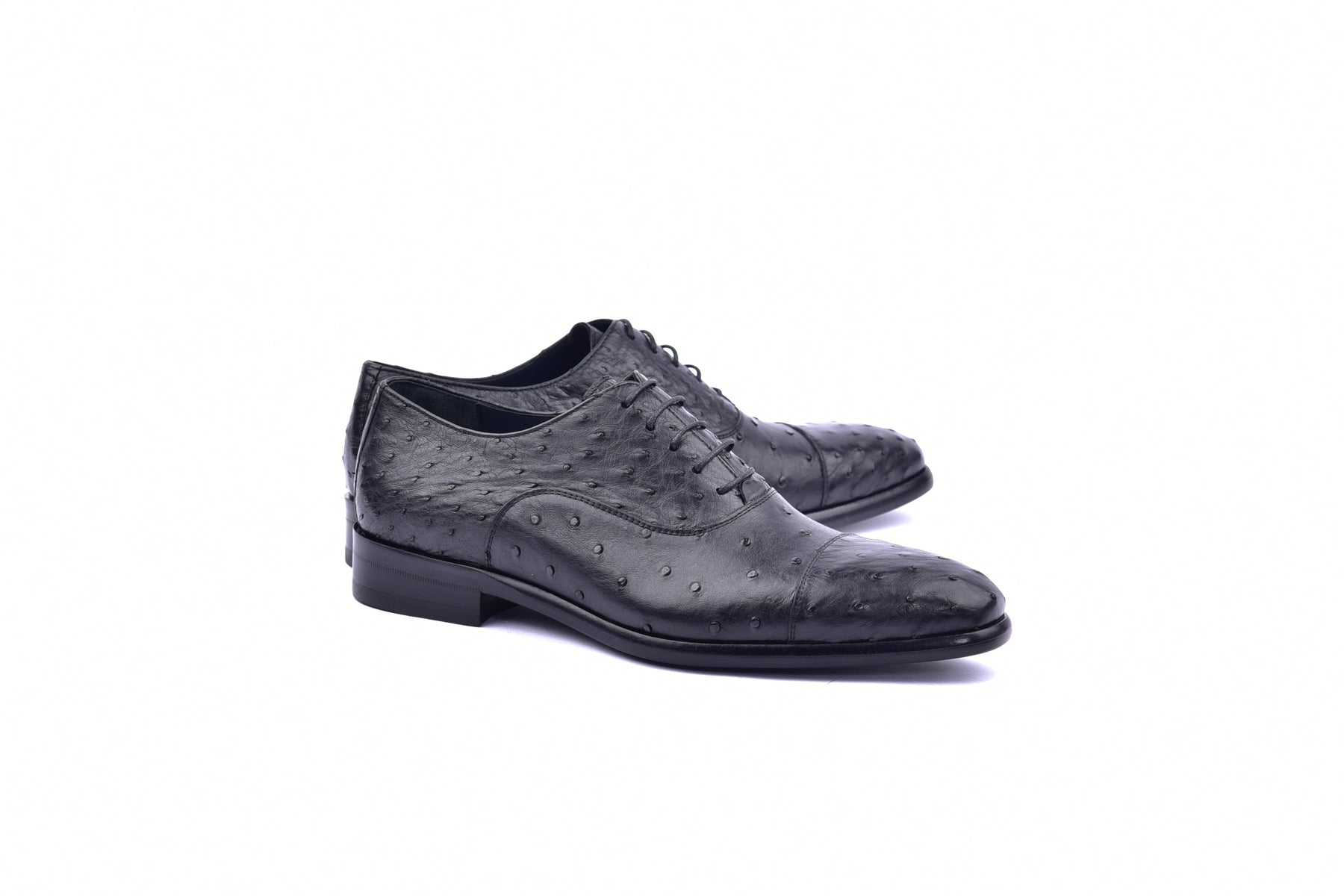 C009-6265 Genuine Ostrich Cap toe- Black — MensUSA