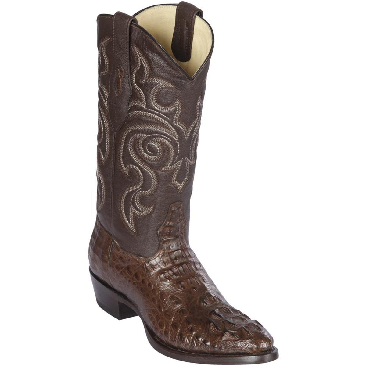 Brown Hornback Caiman Western Boots R-Toe — MensUSA