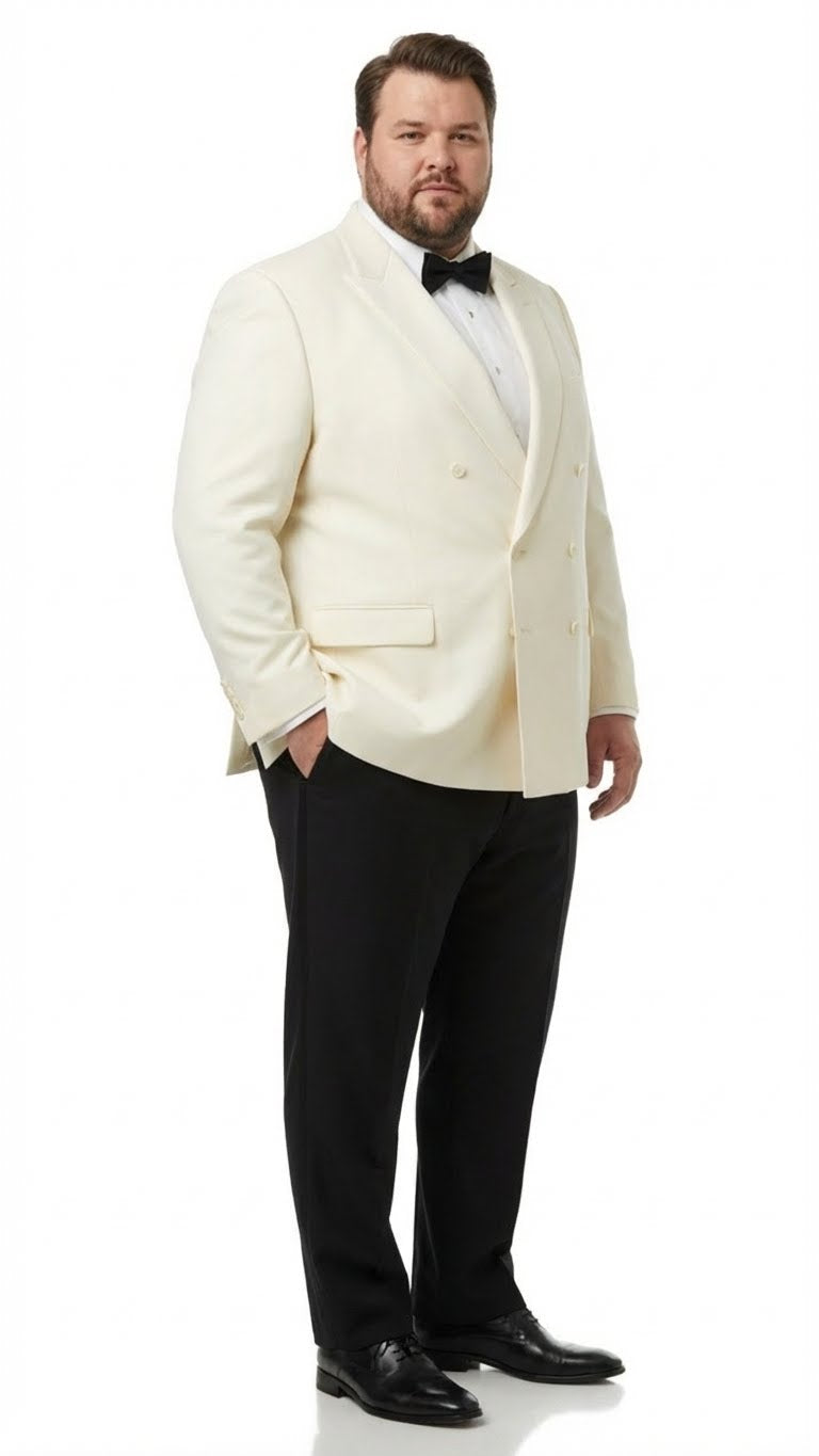 Men’s Ivory Double-Breasted Shawl Lapel Tuxedo Jacket | Premium Formal ...