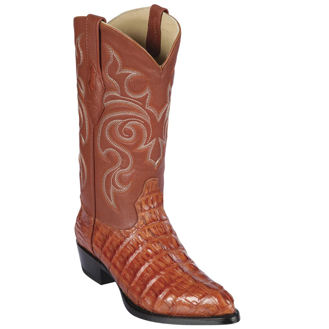 Cognac Caiman Tail Western Boots — MensUSA