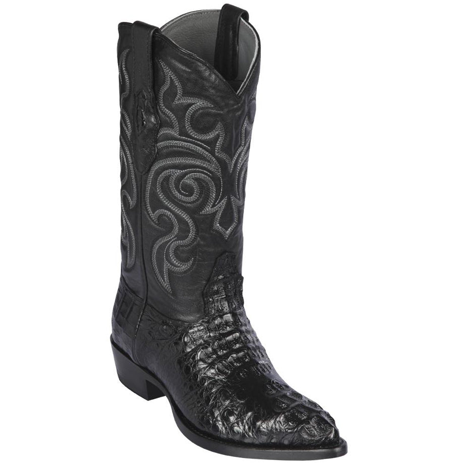 Black Hornback Caiman Western Boots J-Toe — MensUSA