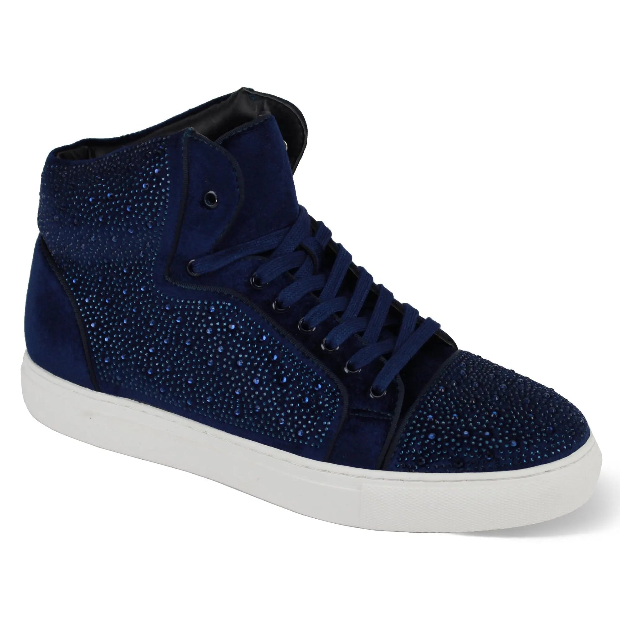 Flash in Navy Jeweled High Top Sneakers — MensUSA