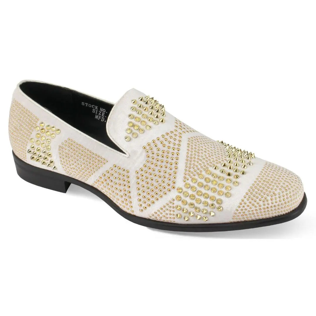 Ozzy Velvet Studded Smoker Shoes – Velvet Loafers in Gold, Silver ...