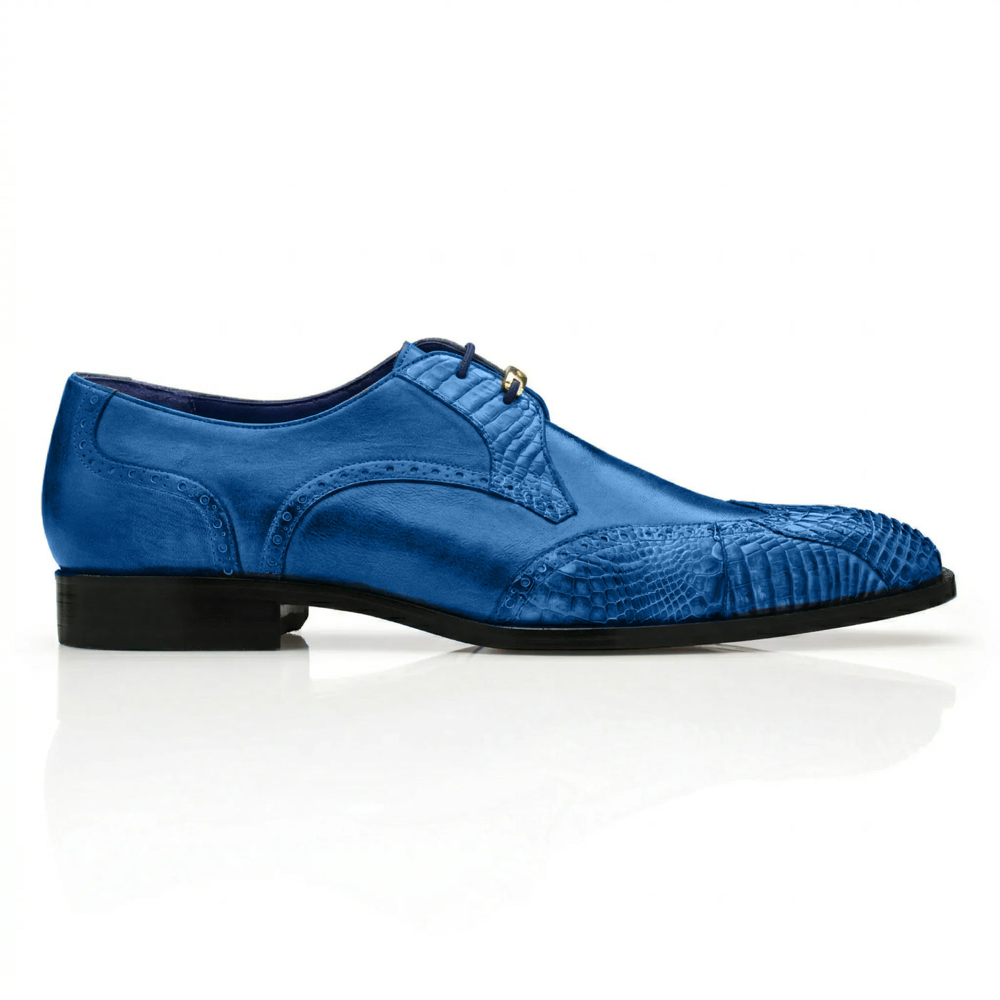 Belvedere Antonio Royal Blue Genuine Crocodile Leather Shoe — MensUSA