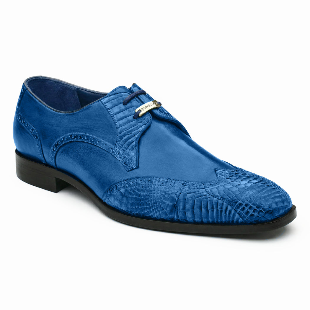 Belvedere Antonio Royal Blue Genuine Crocodile Leather Shoe — MensUSA