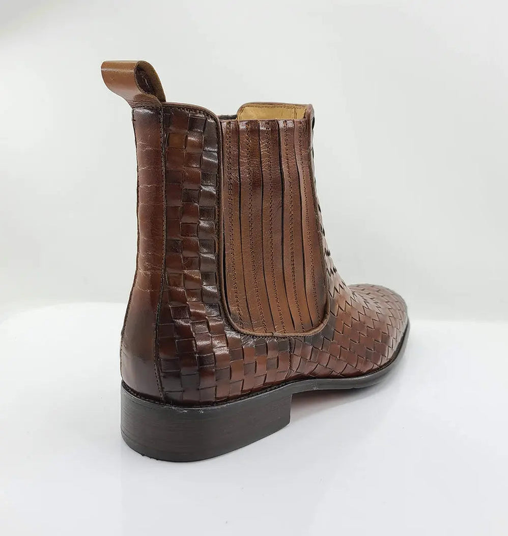 Basket Weave Leather Chelsea Boot — MensUSA
