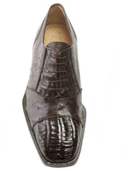 MensUSA Dark Brown Italian Leather Dress Shoes - Genuine Skin, Italian Made