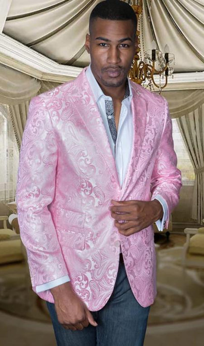 Big and Tall Paisley Sport Coat - Big and Tall Light Pink Blazer — MensUSA