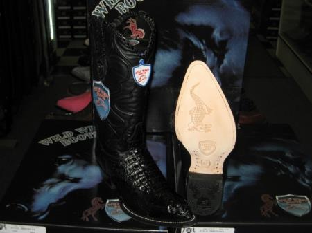 Wild West Black Genuine Crocodile Cowboy Boot - MensUSA Western Boots