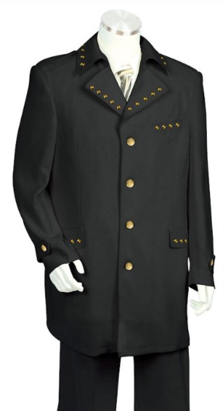 Black Suit With Gold Buttons - 4 Buttons Style — MensUSA
