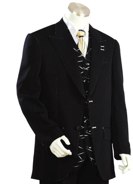 Men's Two Button Suits Black — MensUSA