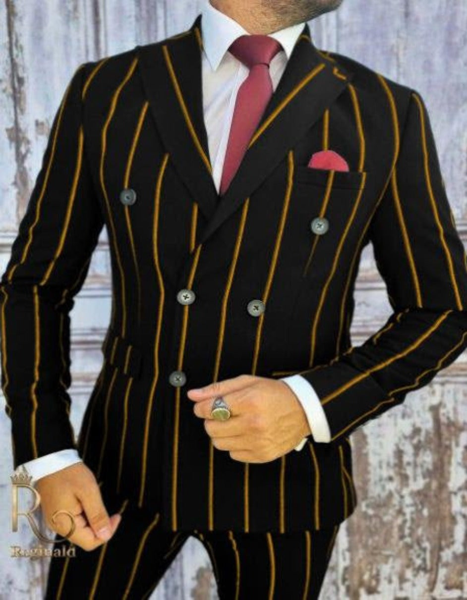 Mens Double Breasted Gangster Royal & White Suit — MensUSA