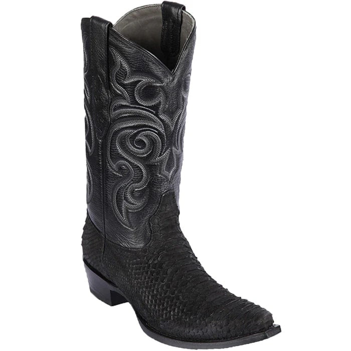 Los Altos Boots - Mens Dress Cowboy Boot - Low Priced Black Python Boo — MensUSA