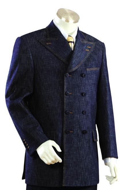 Men'S Long Zoot Suit In Blue Color — MensUSA