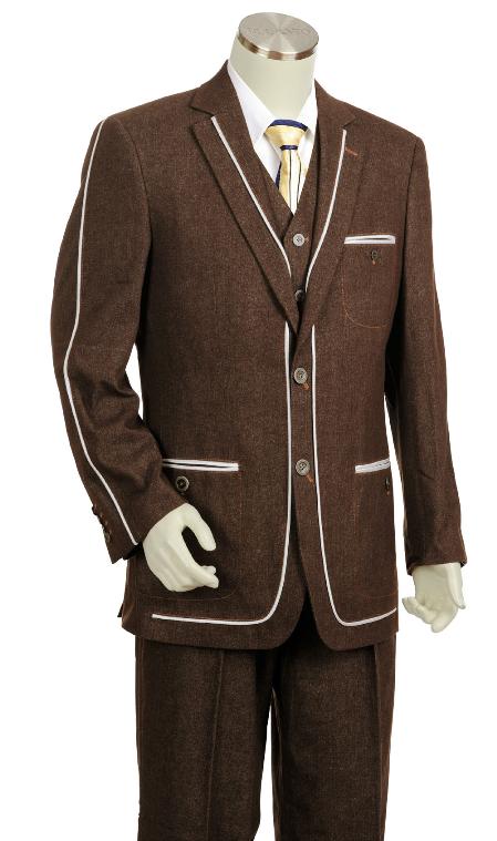 Brown Three Button Suit — MensUSA