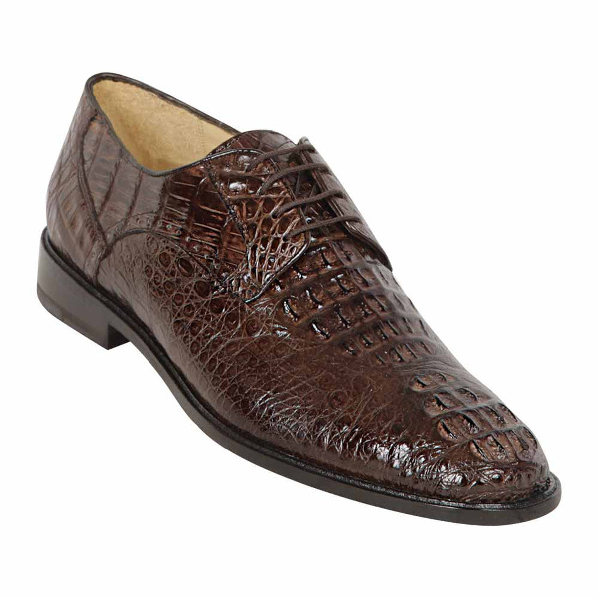Los Altos Caiman Hornback Plain Toe Brown Shoes — MensUSA
