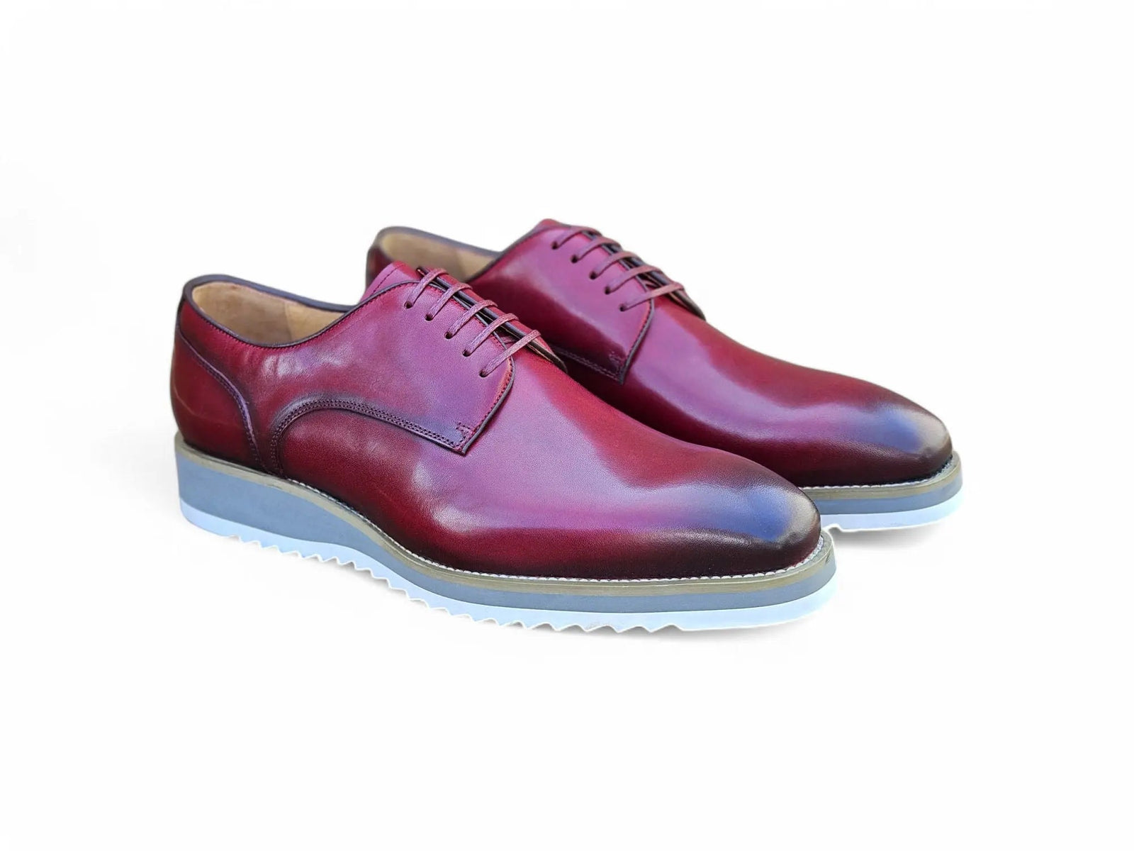 Burnished Lace-up Leather Derby — MensUSA