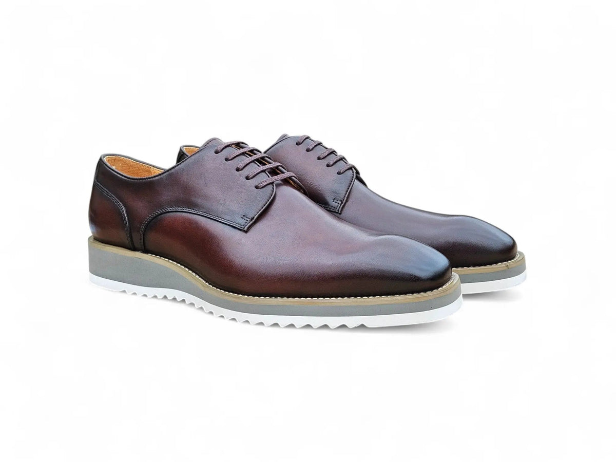Burnished Lace-up Leather Derby — MensUSA