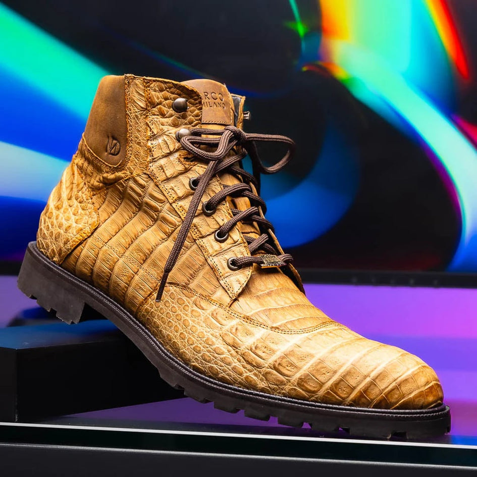 Marco Di Milano Leoni Men's Shoes Oil Orix Genuine Caiman Crocodile Ru ...