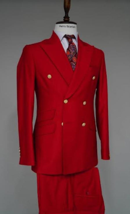 Double Breasted Blazer with Gold Buttons - Red Sport Coat — MensUSA
