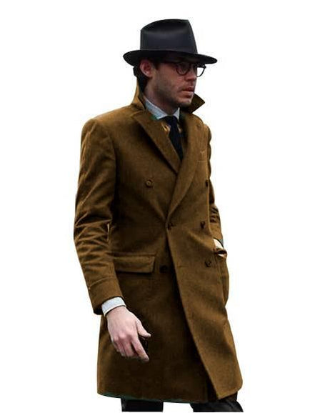 Double Breasted - Three Quarter Coat - Cashmere and Topcoat + Style# M ...