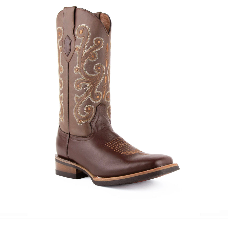 Ferrini USA Men's Ferrini French Square Toe Cowboy Boot in Brown — MensUSA