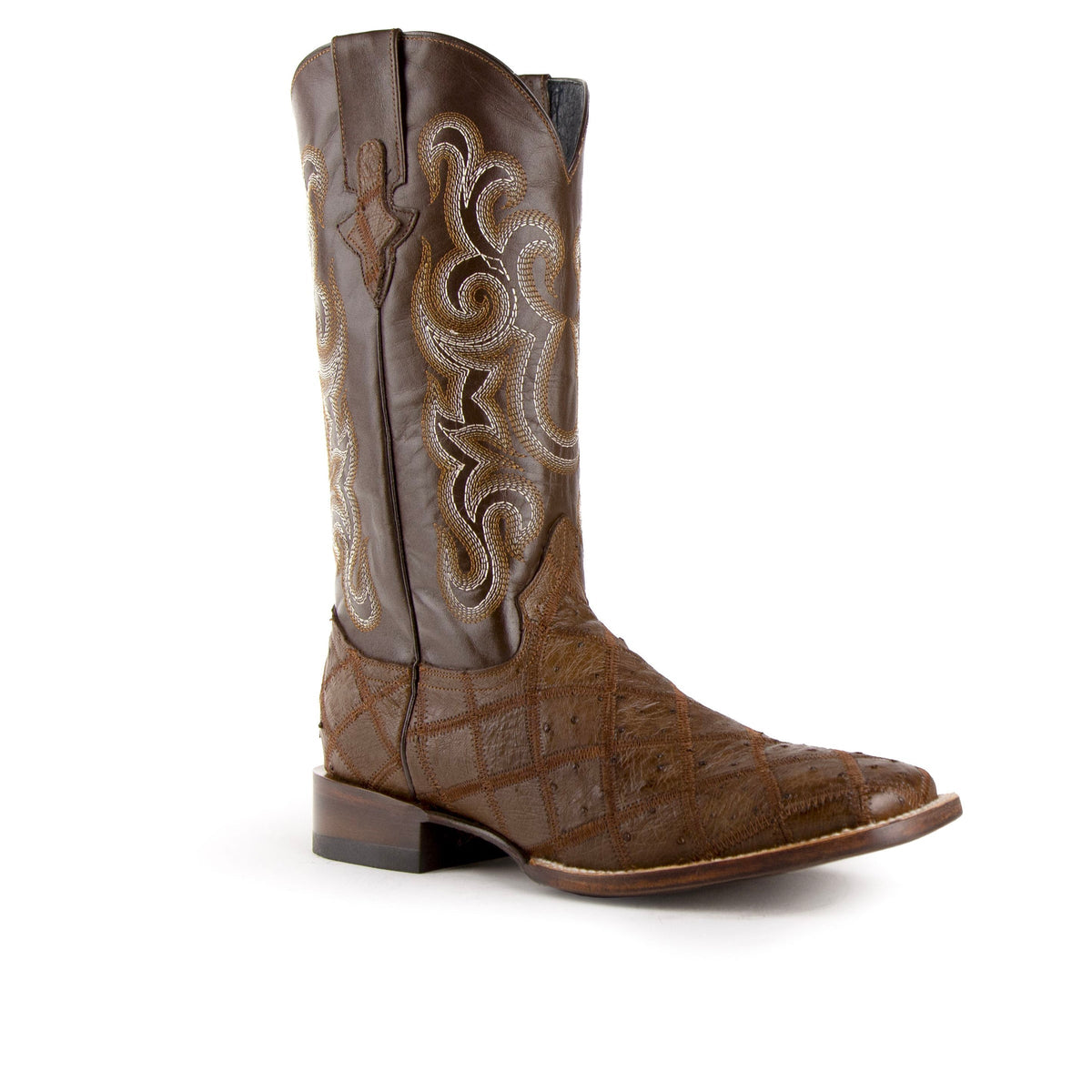 Ferrini USA Men's Ferrini Ostrich Quill Patchwork Cowboy Boot ... — MensUSA