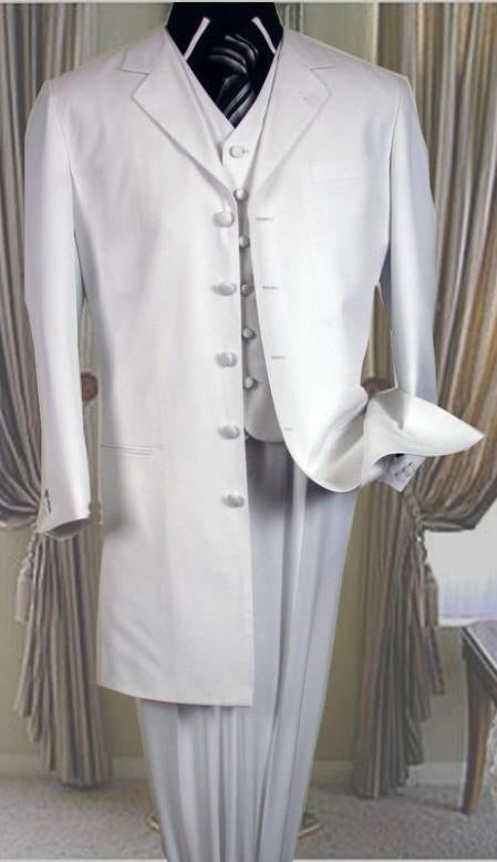5 Buttons All White Suit For Men 3 Pc Suits For Men With Vest 38 Inch ...